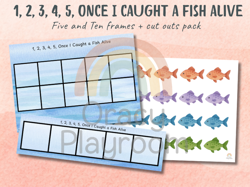 1, 2, 3, 4, 5 Once I Caught a Fish Alive: Five & Ten Frames + Cut Outs ...